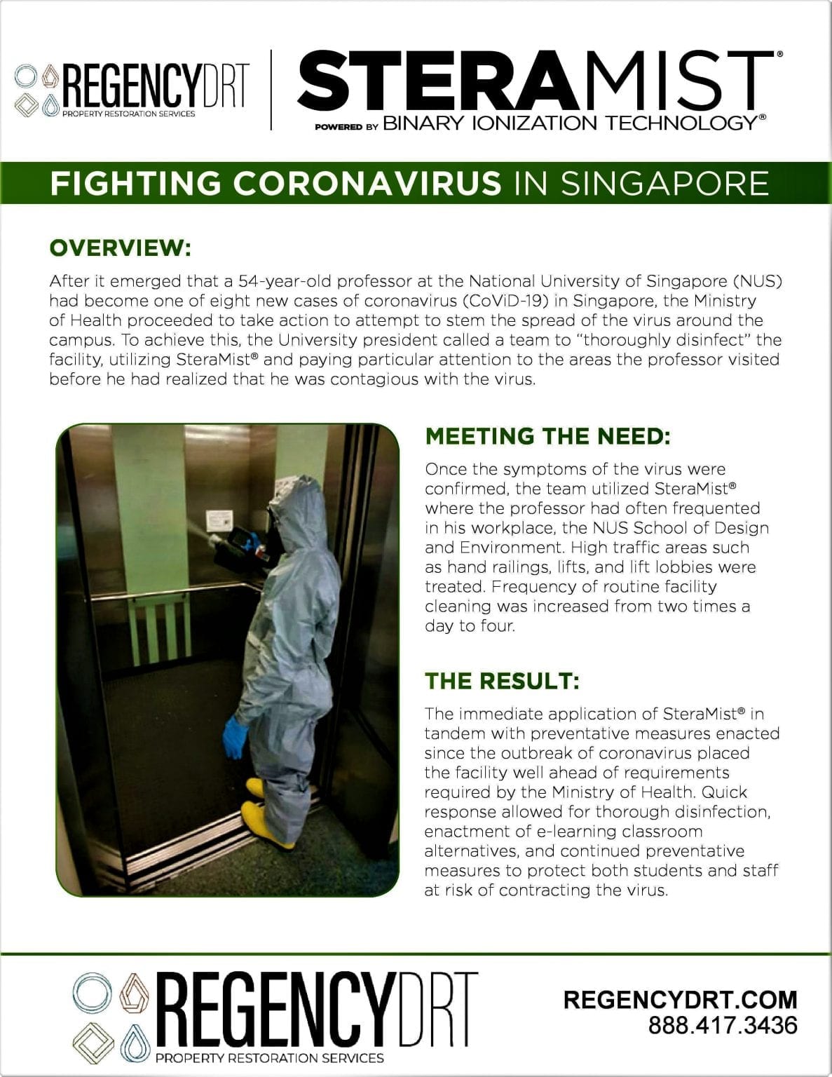 Fighting Coronavirus in Singapore — Regency Disaster Response Team